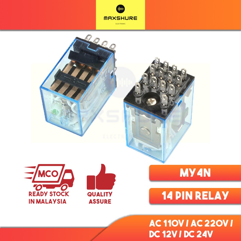 [MaxShure] MY4N AC 110V/220V / DC 12V/24V MY4N 14 PIN RELAY | Shopee Malaysia