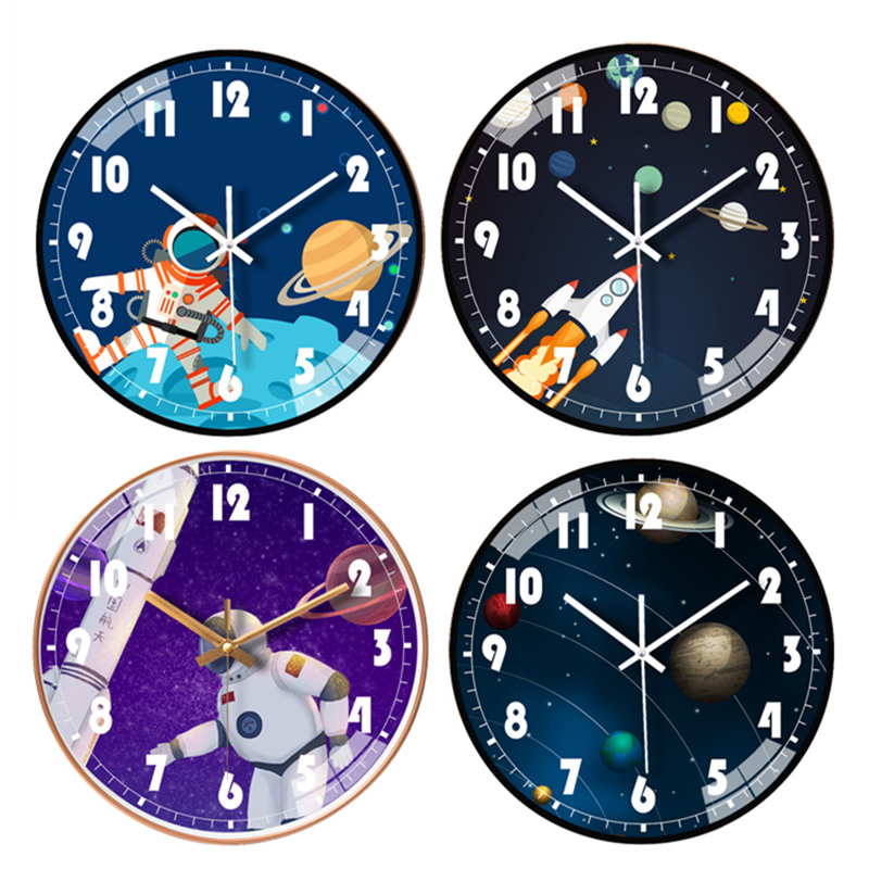 Interstellar Universe Children's Room Wall Clock Space Astronaut Silent ...