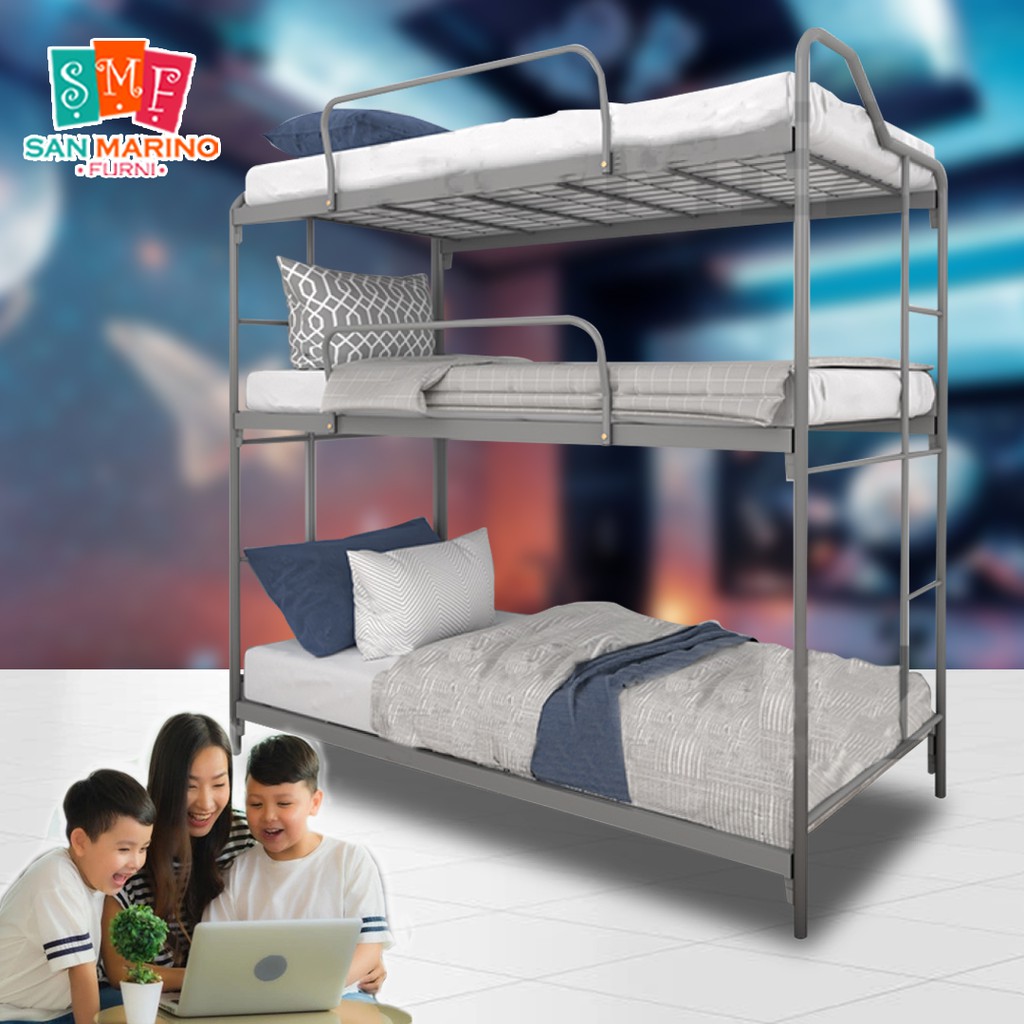 3V Single Size TRIPLE Metal Bunk Bed/Double Decker Bed/Single Metal Bed ...