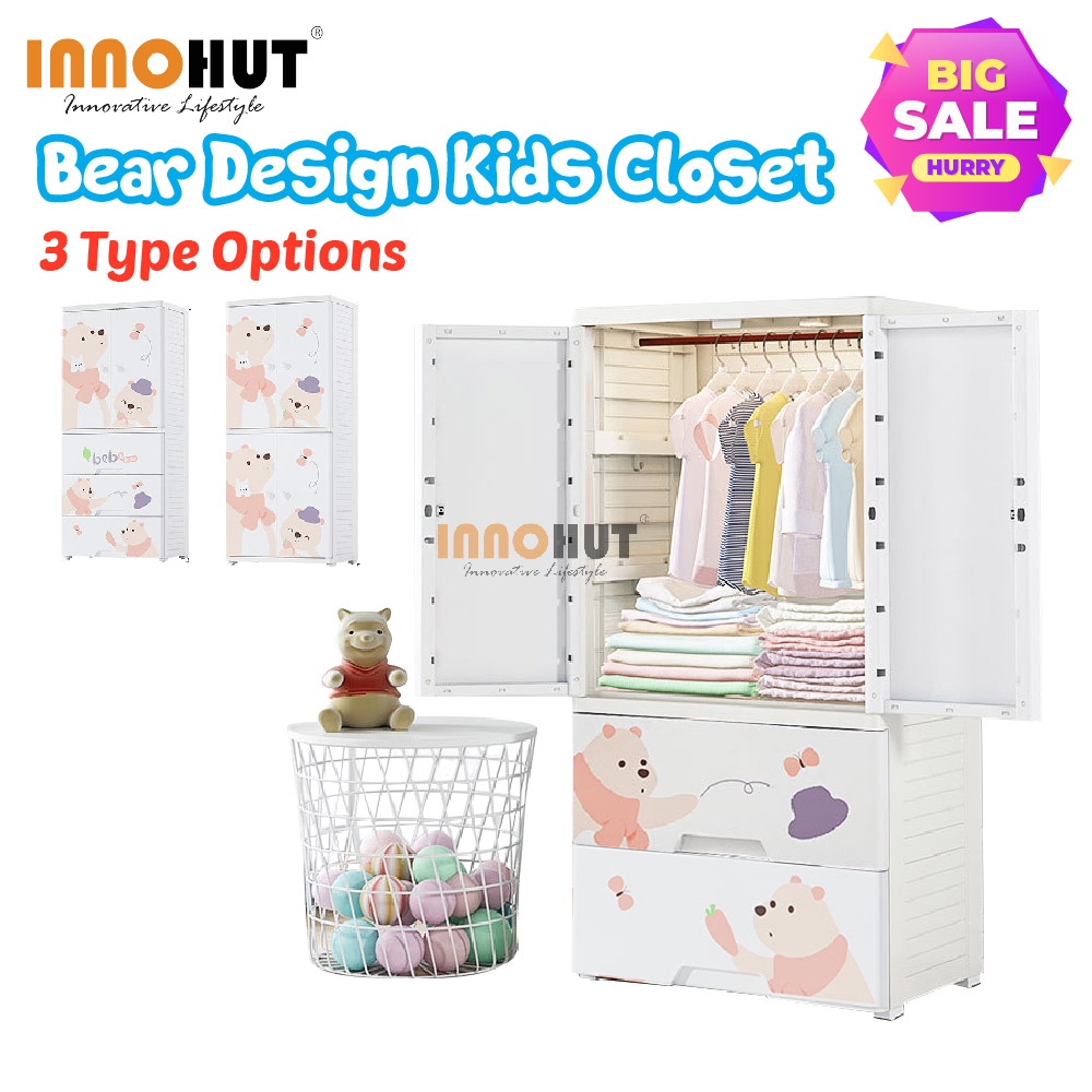 Innohut Kids Clothes Wardrobe Space Saving Closet With Upper Hanging ...