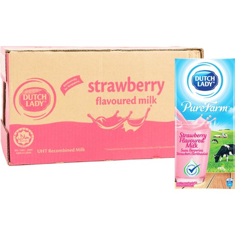 Dutch Lady UHT Stawberry Flavoured Milk 12 x 1 Liter | Shopee Malaysia