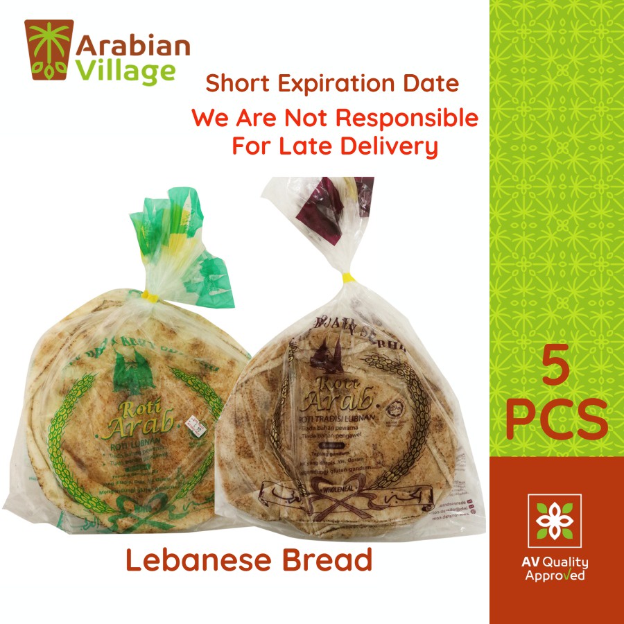 White / Whole Meal Lebanese Bread Bag | Roti Arab (5Pcs/Bag) | Shopee ...