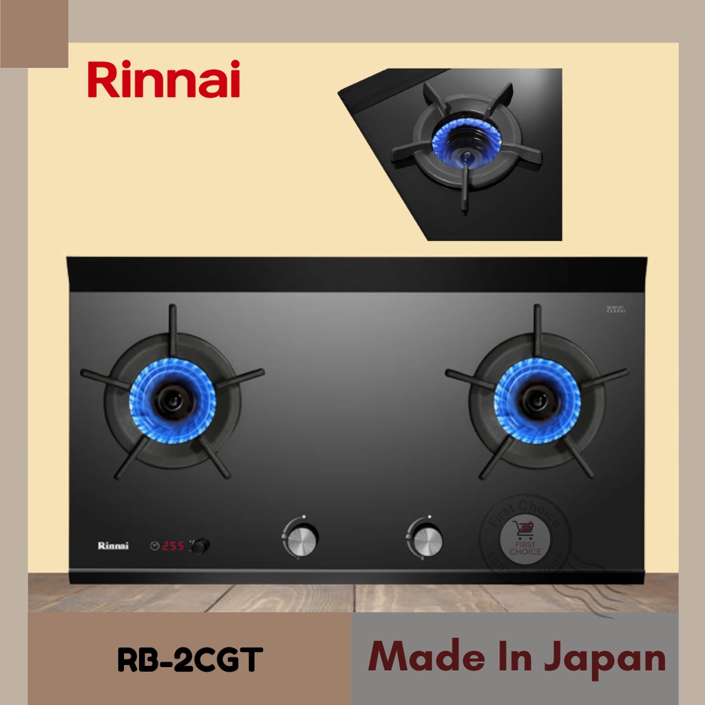 [FREE SHIPPING] Rinnai RB-2CGT Built-In 2 Burner Powerful Gas Hob With Timer/Save Gas/Inner ...