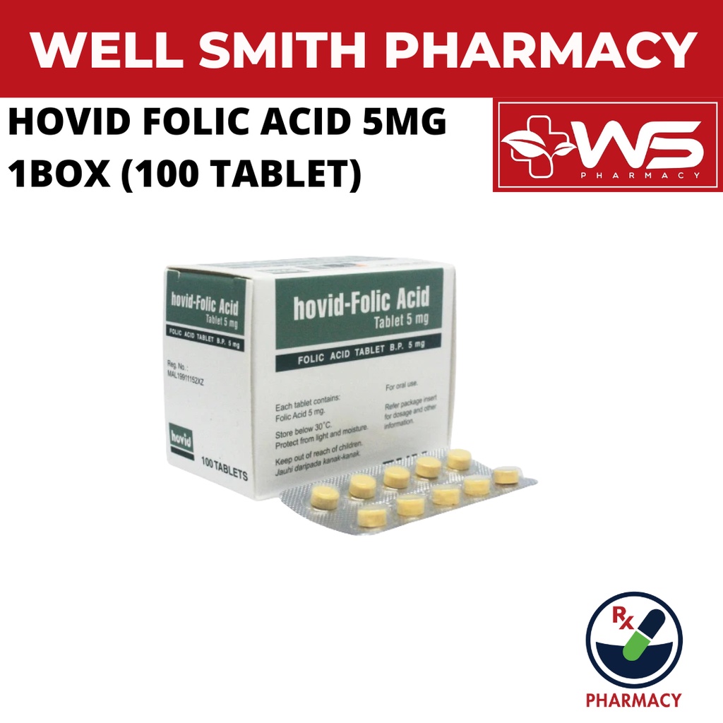 HOVID FOLIC ACID 5MG 1BOX (100 TABLET) | Shopee Malaysia