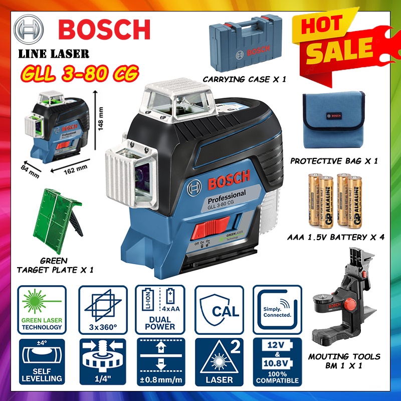 Bosch GLL 3-80 CG + BM 1 GLL3-80CG + BM1 Green Line Laser | Shopee Malaysia