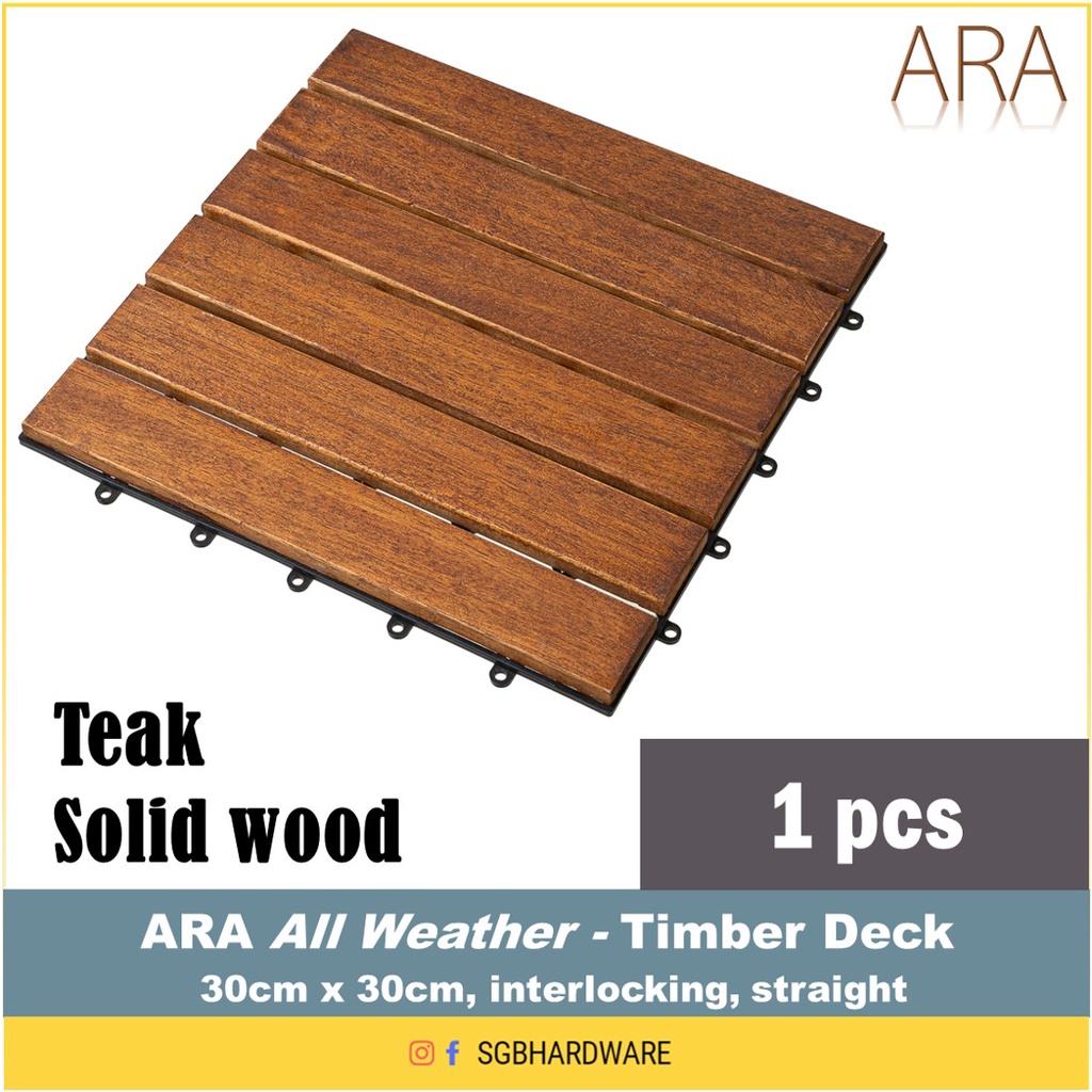 ARA All-Weather Timber Deck 30cm x 30cm Solid Wood Floor Deck Outdoor ...