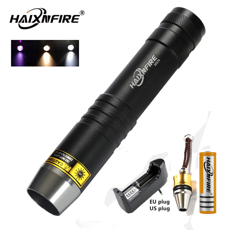 HaixnFire SV370 Ultraviolet UV Flashlight White/Yellow lamp 365nm ...