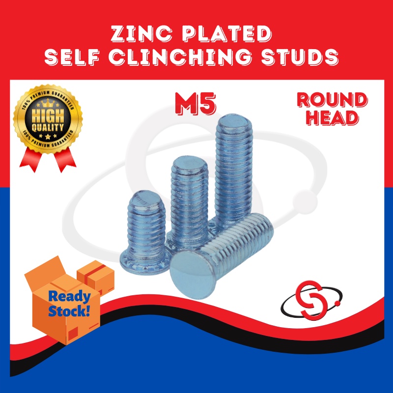 SCM M5 ~ M6 Zinc Plated Self Clinching Stud Press Insert Studs Fastener ...