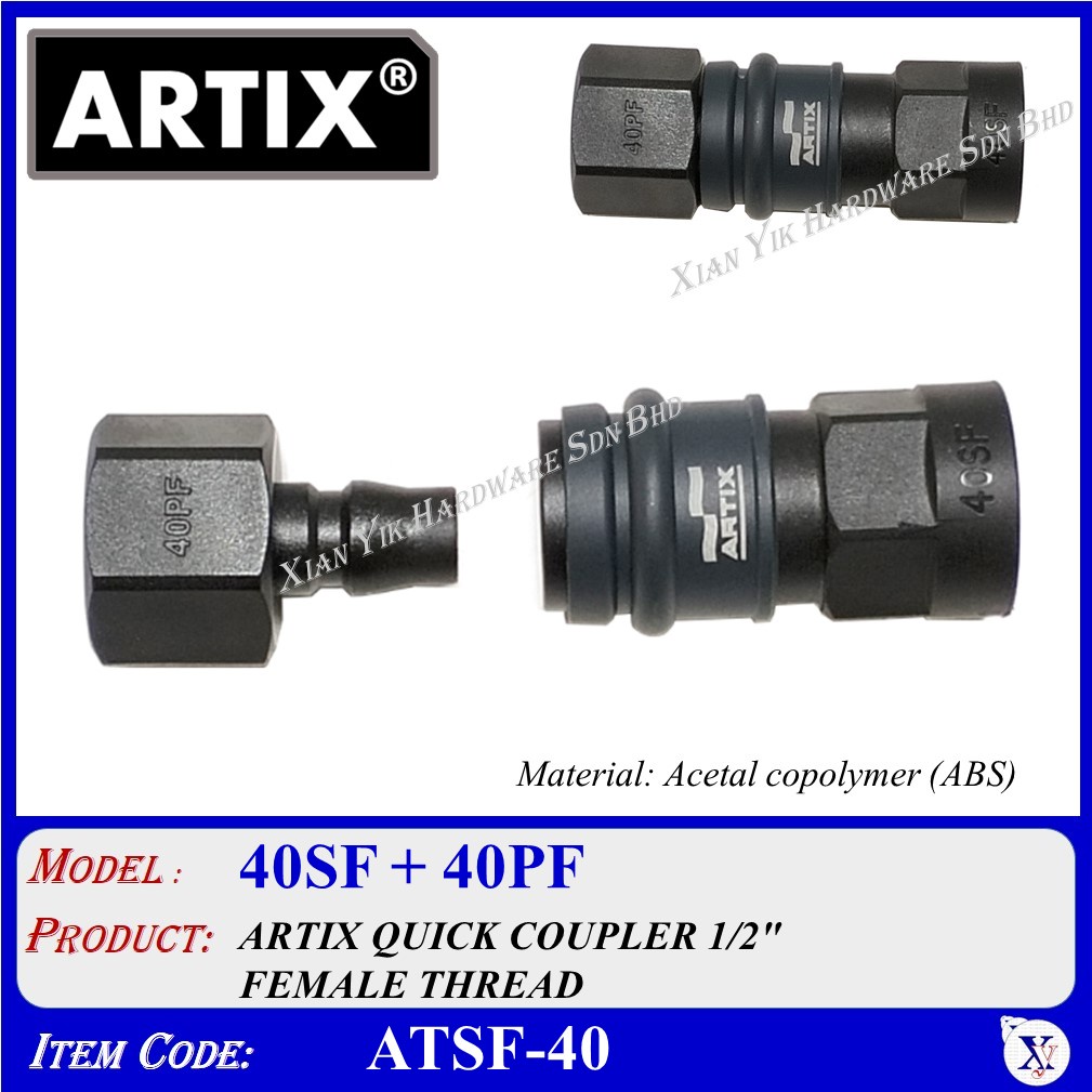 (Price per pair) ARTIX QUICK COUPLER FEMALE THREAD ATSF-30 3/8" (30SF + 30PF) ATSF-40 1/2" (40SF ...