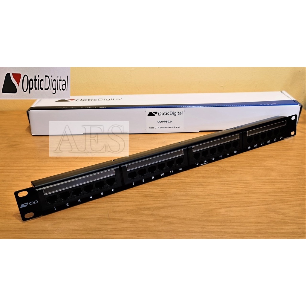 OPTIC DIGITAL 19" 1U 24 PORT Cat6 RJ45 UTP RACK MOUNT PATCH PANEL ...