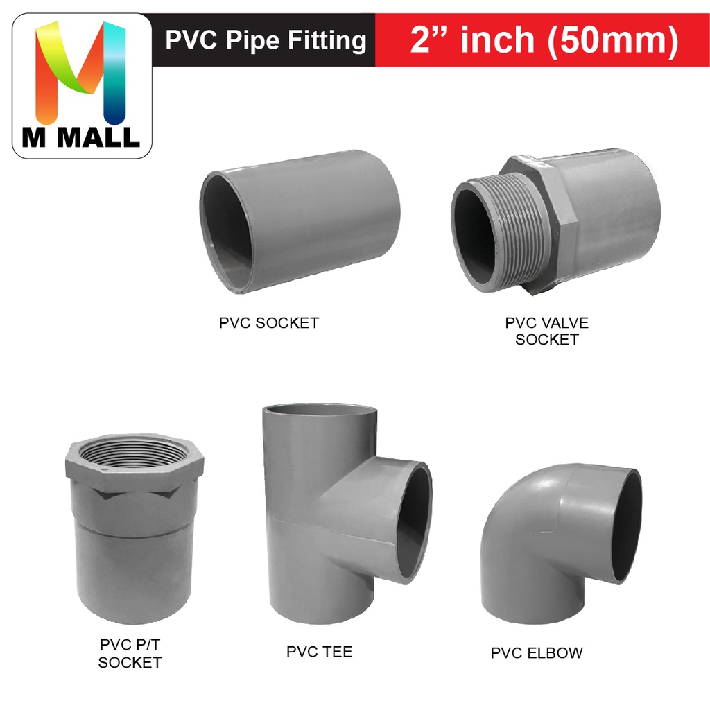 M MALL 2 inch (50mm) PVC Grey Pipe Fitting Socket Elbow -1pcs / (18TPI ...