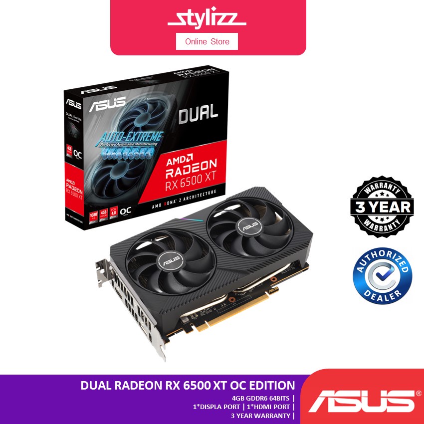 ASUS DUAL AMD RADEON RX 6500 XT OC EDITION 4GB GDRR6 GAMING GRAPHIC ...
