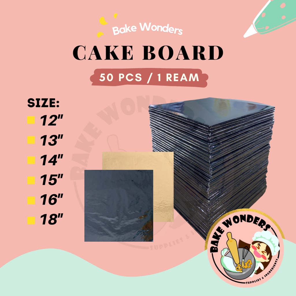 (50 PCS / 1 REAM) Square Cake Board / Big Cake Board / Black Cake Board ...