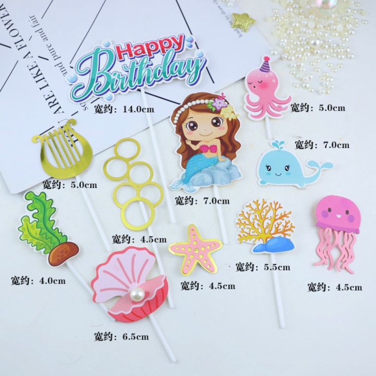 Mermaid-themed lightning birthday cake decorations | Shopee Malaysia