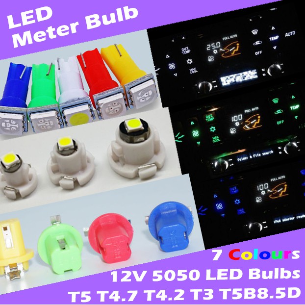 LED Meter Bulb T5 T4.7 T4.2 T3 B8.5D T10 1SMD 5050 Dashboard Aircon ...