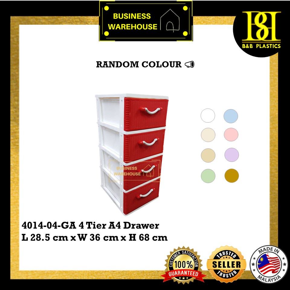 4014-04-GA 4 TIER A4 Drawer White Frame / Premium Plastic A4 Drawer ...