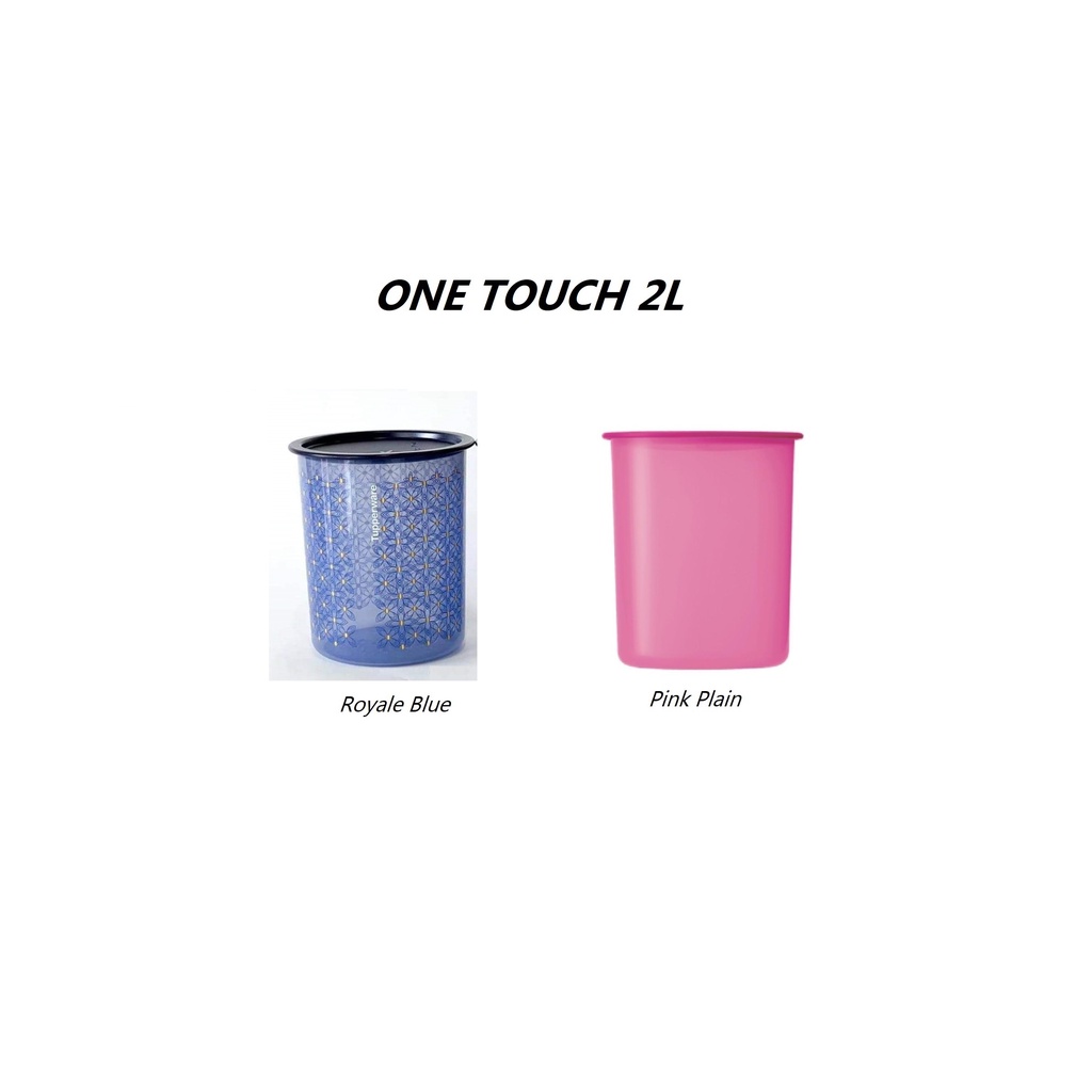 Tupperware One Touch Royale Blue / Pink Plain 2L Bekas Kedap Udara ...