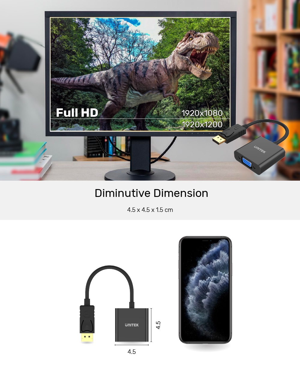 Unitek Converter Series DisplayPort To VGA Female Converter 1080P Full ...