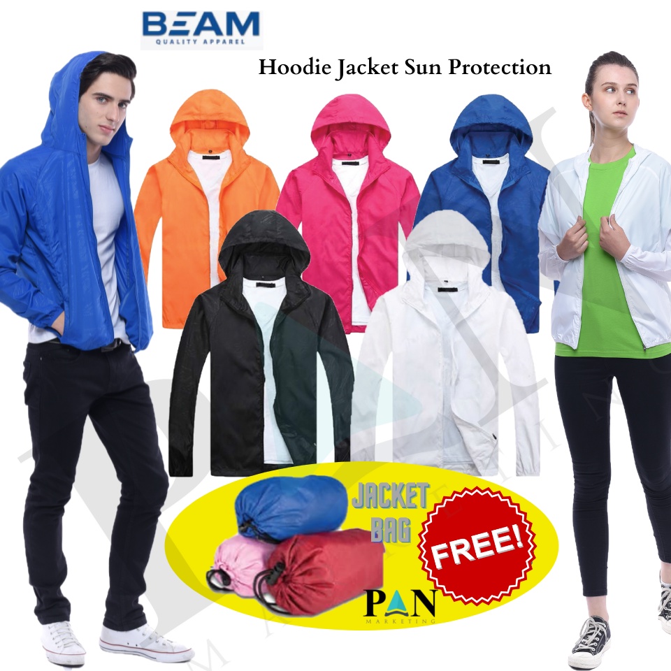 BEAM Unisex Hoodie Jacket In a Box Light Weight Microfiber Polyester ...