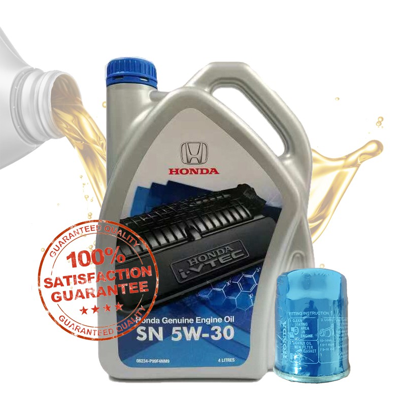 HONDA ENGINE OIL 5W30 SEMI SYNTHETIC (4 LITER) With Oil Filter | Shopee ...