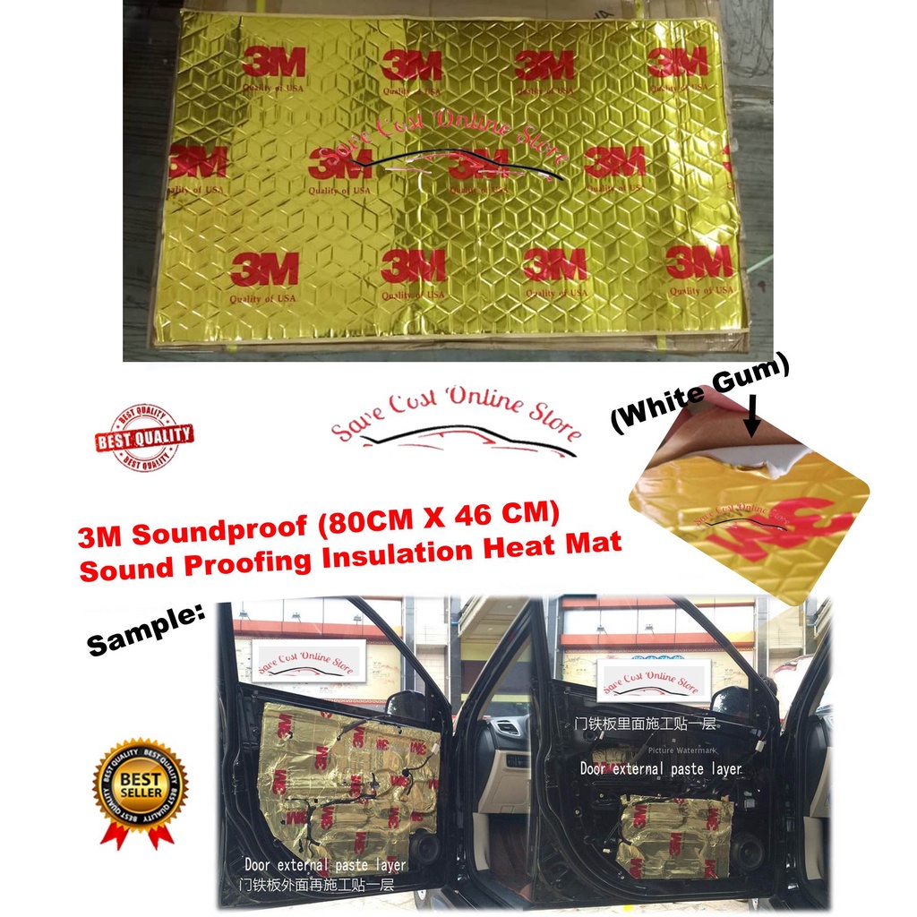 3M Car SoundProof 80cm x 46cm Sound Proofing Insulation Heat Mat 1Pcs ...