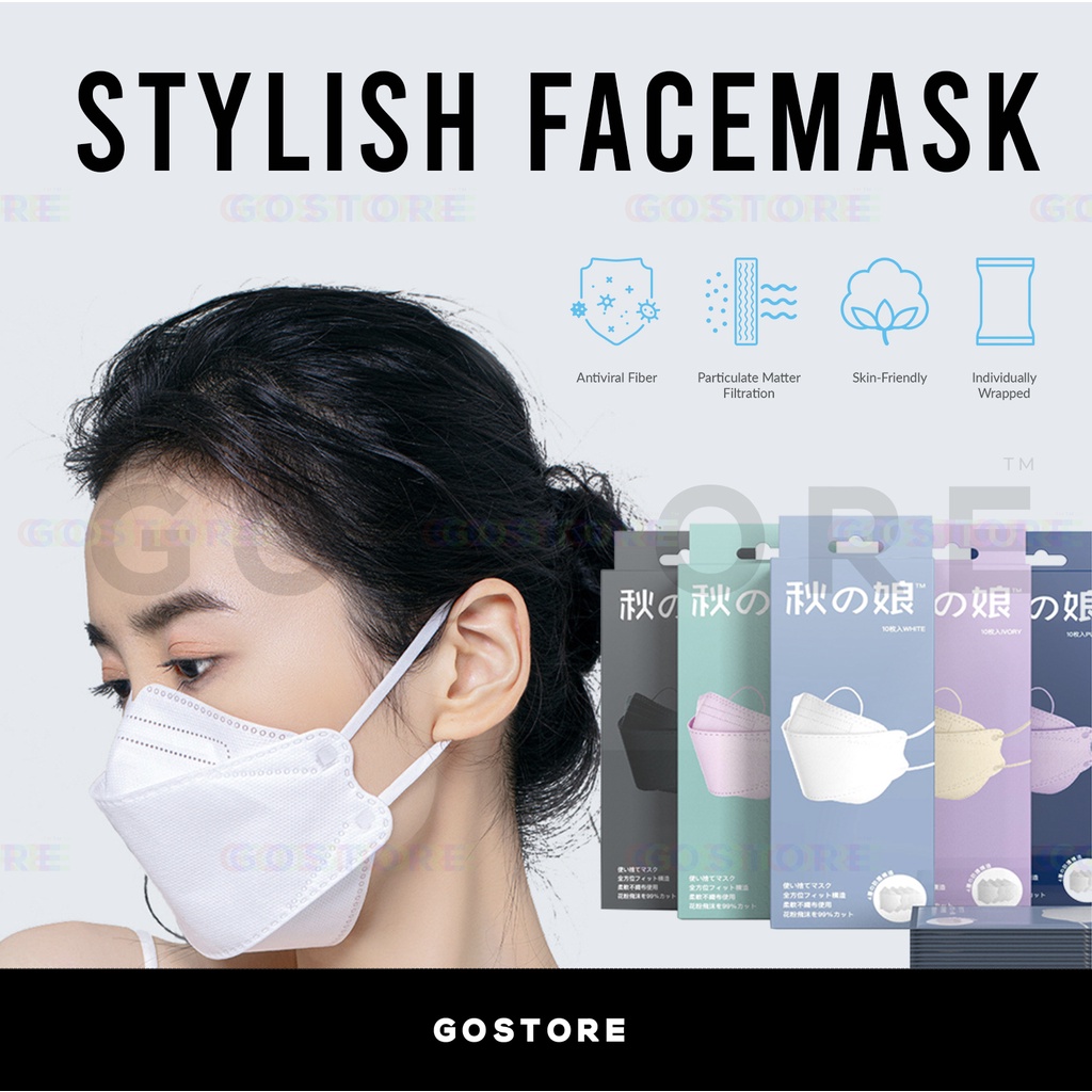 [PREMIUM QUALITY] KF94/KN95 4PLY STYLISH 3D Adult Colour Face Mask (Individually Packed) - 10PCS ...