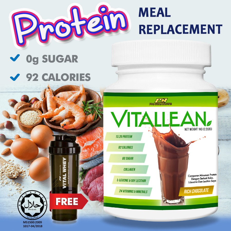 Vital Lean @ VitalLean Meal Replacement HALAL(Choc), 1kg,33 Ser, 0g ...