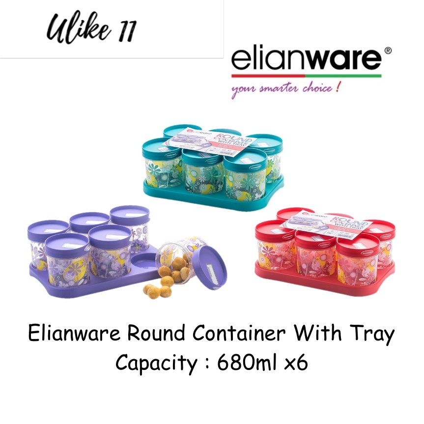 Elianware Round Container With Tray / Airtight Container / Kuih Raya ...
