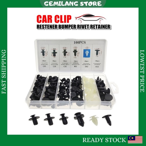 100pcs Klip Pin Kereta Plastic Skru Car Body Fender Rivet Bumper Bonet ...