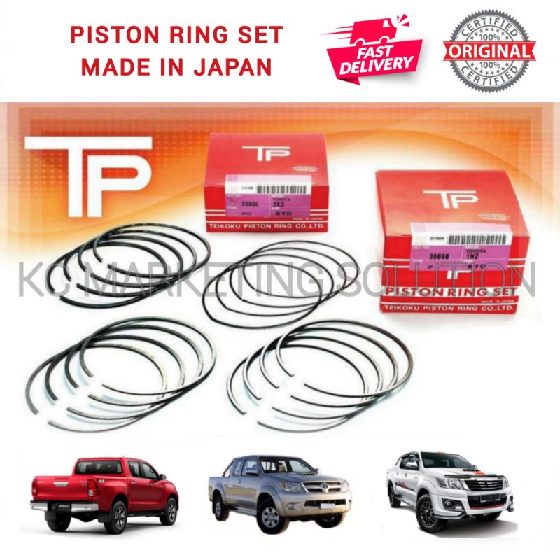TP Piston Ring Set (Size 35986-STD/35987-STD) Toyota Hilux 2.5 3.0 2KD ...