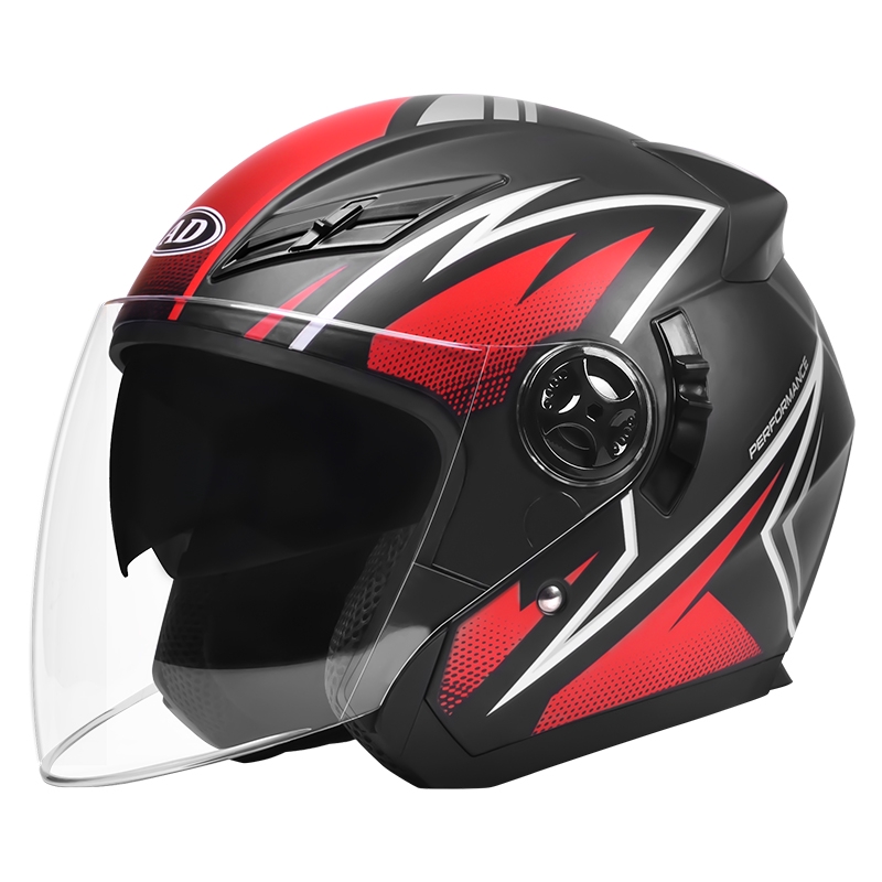 Double Lens Led Motorcycle Helmet With Taillights Scooter Open Face ...