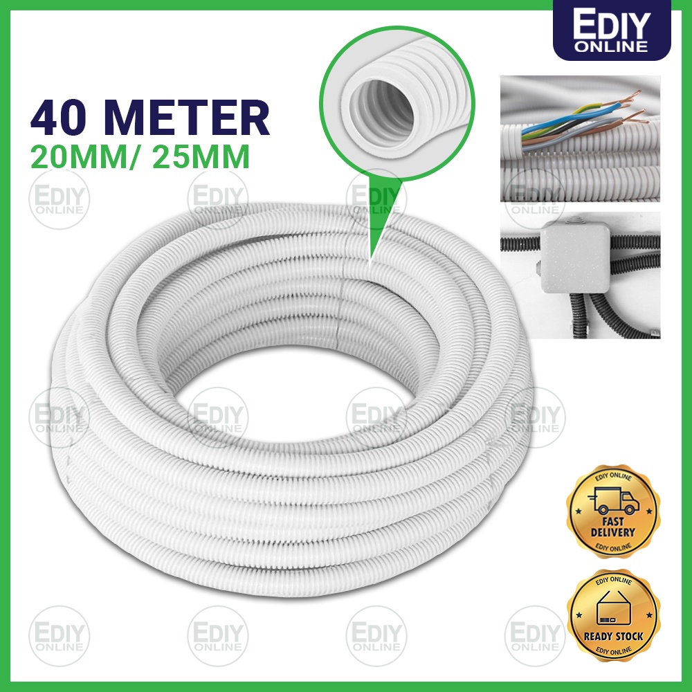 【NEW】(40 METERS / 1 ROLL) 20MM 25MM ELECTRICAL PVC FLEXIBLE HOSE ...