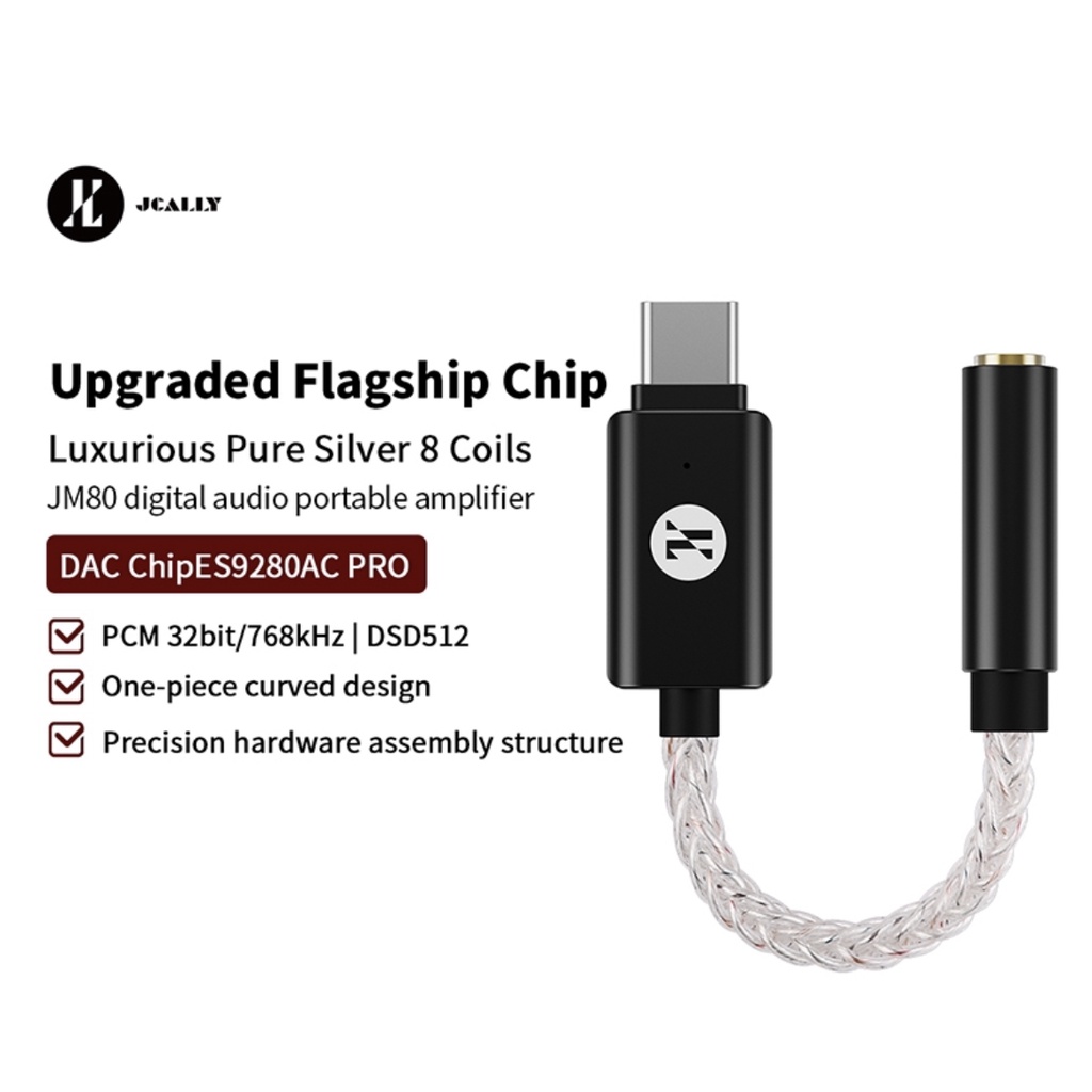 JCALLY JM80 Type C To 3.5mm Digital Audio Cable DAC ES9280AC PRO For ...