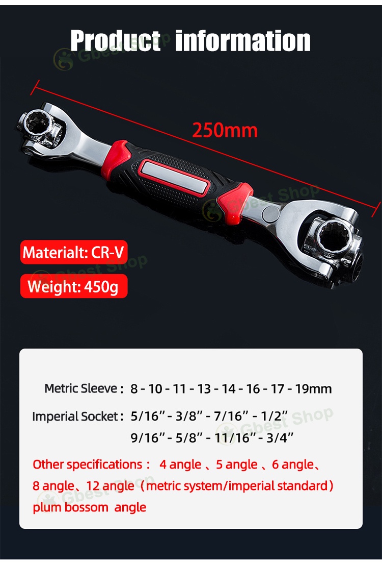 52In1 Multi Torque Wrench Double-Headed 360-Degree Rotating Adjustable ...