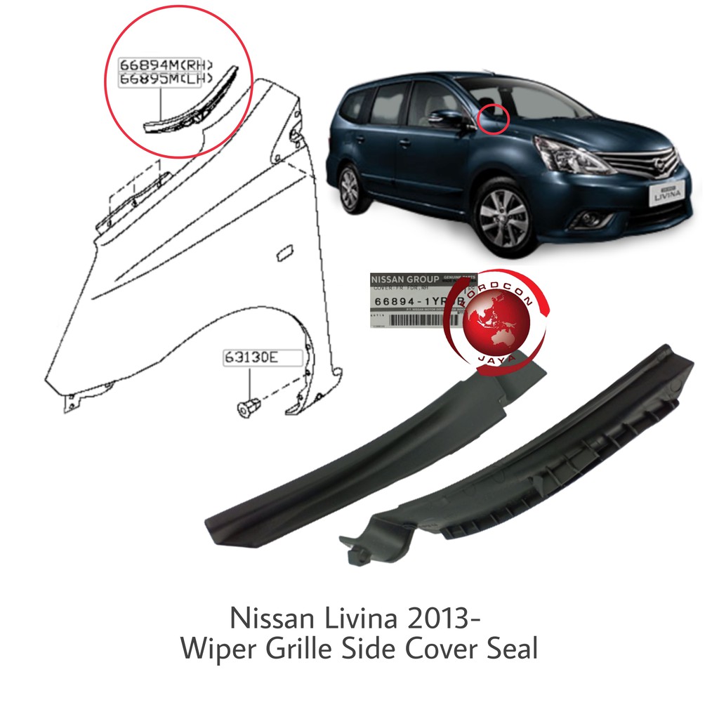 Nissan Livina L10L FL 2013- Wiper Grille Side Cover LH / RH Panel Cap ...