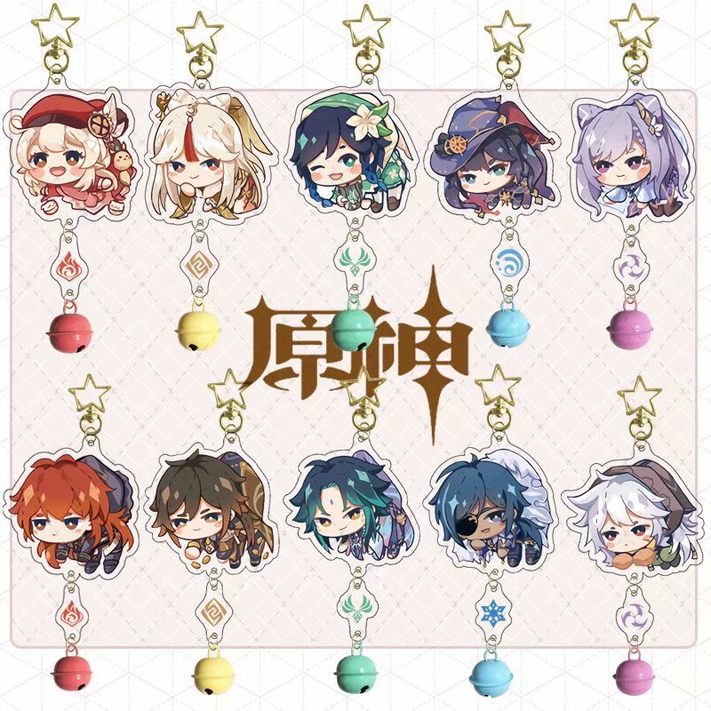 Genshin Impact Lumine Barbara Klee Keqing QiQi Paimon Acrylic Keychain ...
