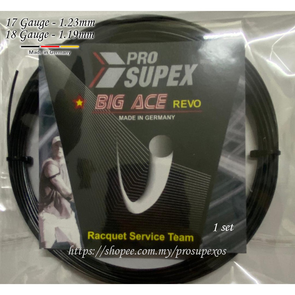 1 SET Pro Supex BIG ACE REVO 1.19mm 1.23mm Made in Germany string ...