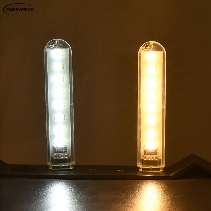 RE 1PC Mini USB 8 LED Light Pocket Card Lamp Mobile Power Camping ...