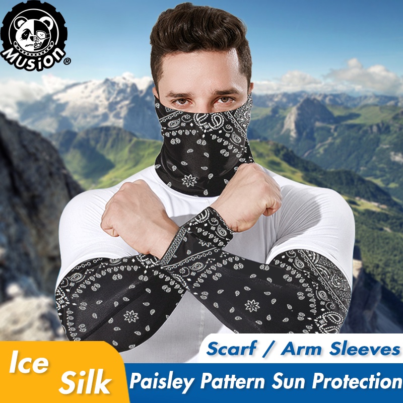 Musion Sun Protection Fashion Paisley Kit Arm Sleeve and Buff Bandana ...