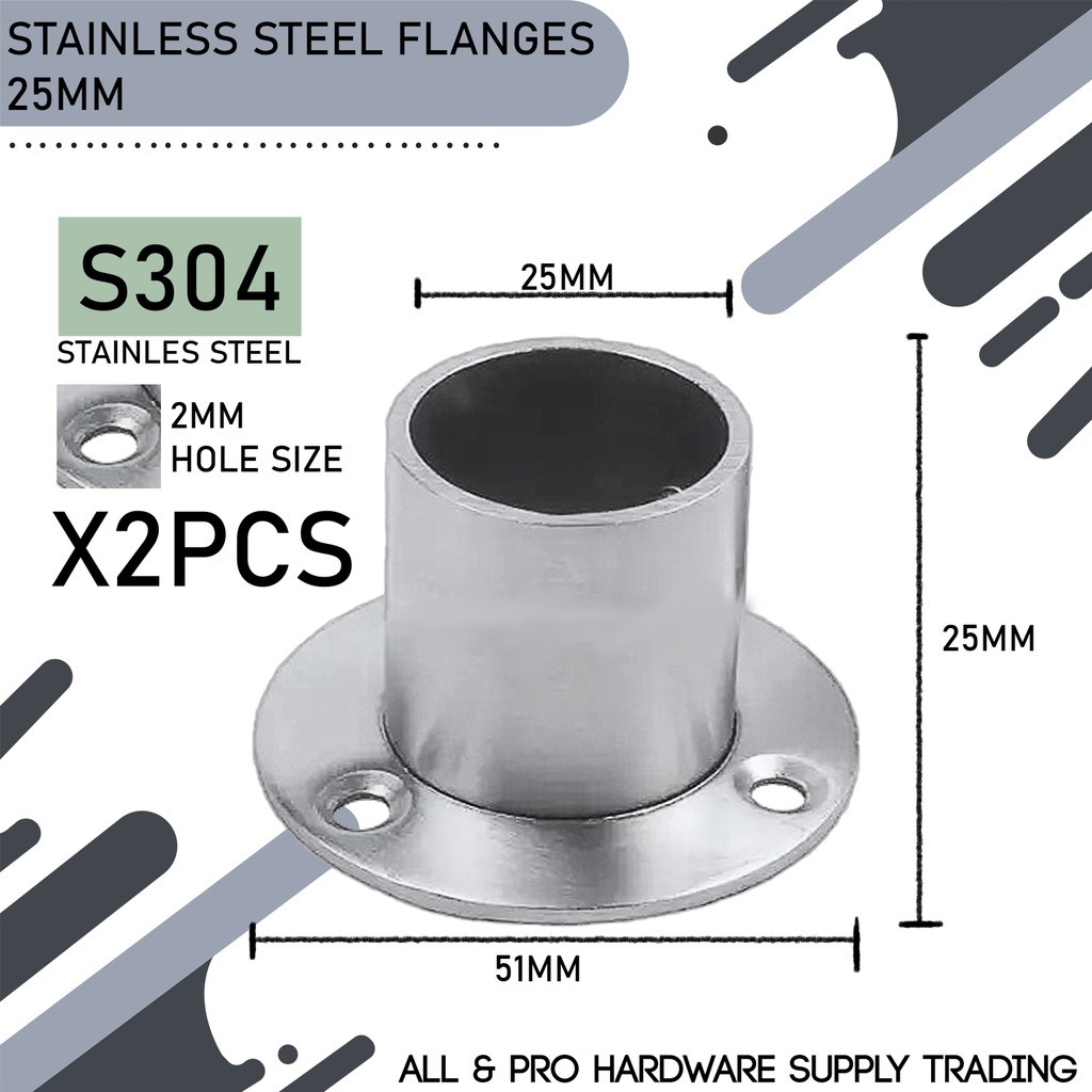 25mm S304 Stainless Steel Rod Flanges Bathroom Fitting Room Rod Flanges ...