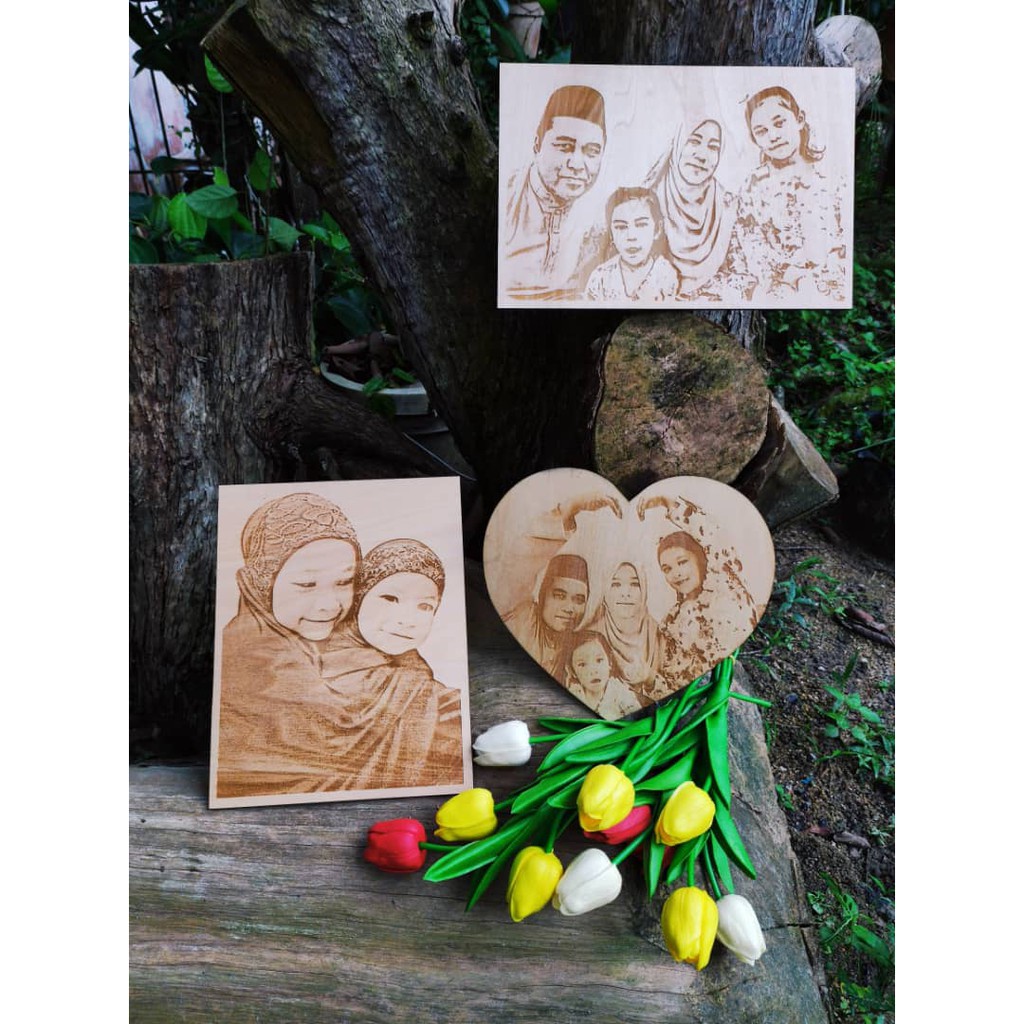 Ukiran Potret pada Kayu / Wooden potrait Engrave / Hadiah Istimewa ...