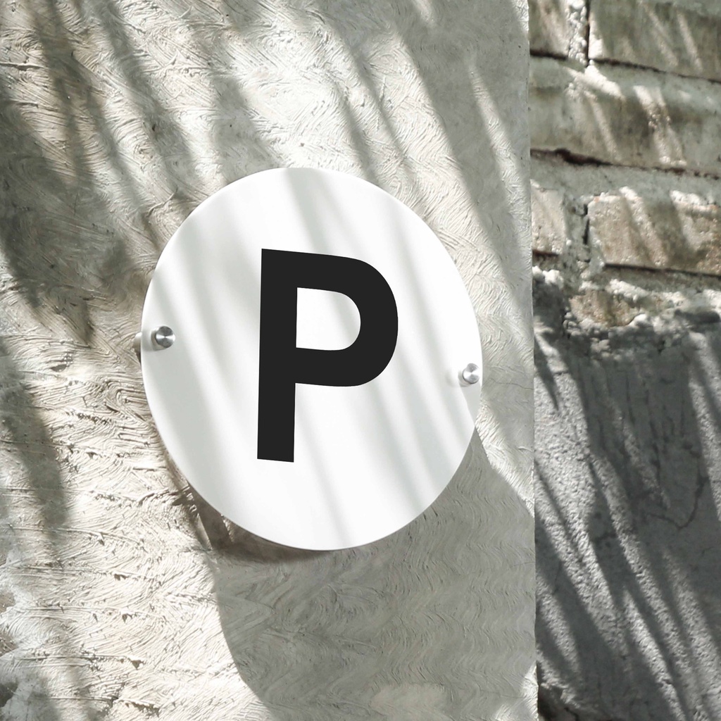 PUTIH Signage Acrylic Pen Advertising White Circle Sign - Parking Lot ...