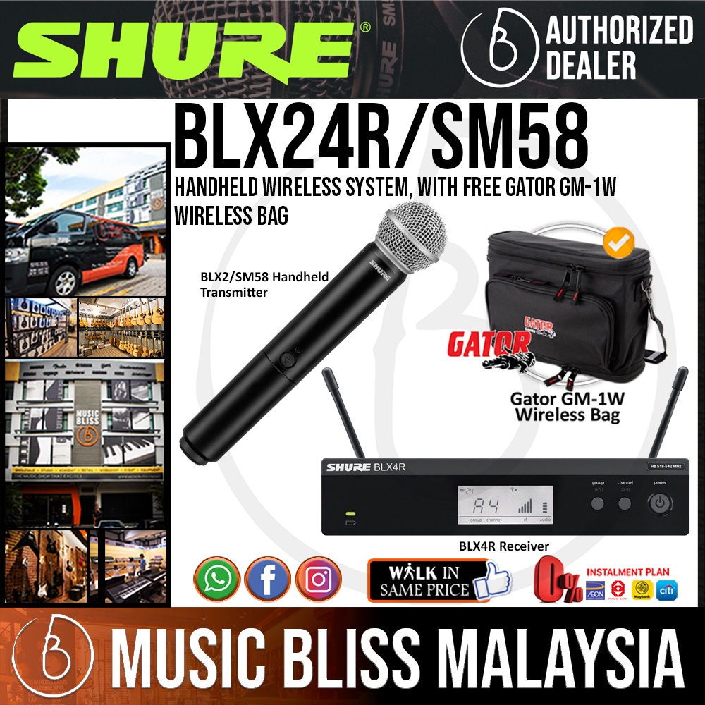 Shure BLX24R/SM58 Handheld Wireless System, BLX4R Wireless Transmitter & BLX2/SM58 Handheld ...