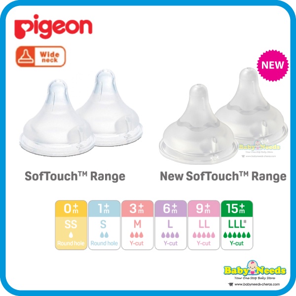 [100% Original] Pigeon Wide Neck Softouch Peristaltic Plus Baby Bottle Nipple Teat | Shopee Malaysia
