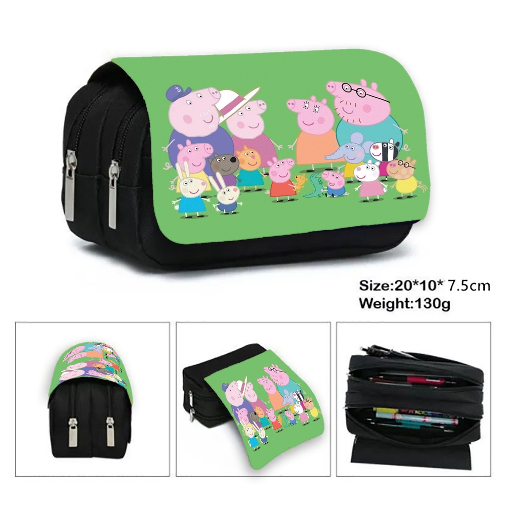 Peppa pig pencil case with double pockets and zippers | Shopee Malaysia