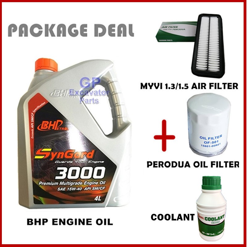 (100% Original Oil)Package-BHP Engine Oil SynGard 3000 + Perodua Oil ...