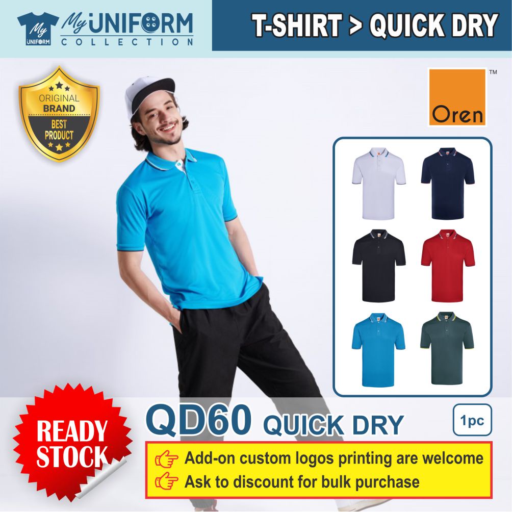 [Original Brand] Oren Sport QD60 Unisex Cool Fit Quick Dry Collar Polo Shirt / Microfibre ...