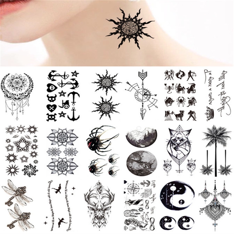 【Magic Tattoo】Black Goth Rock Temporary Tattoo Waterproof Long Lasting ...