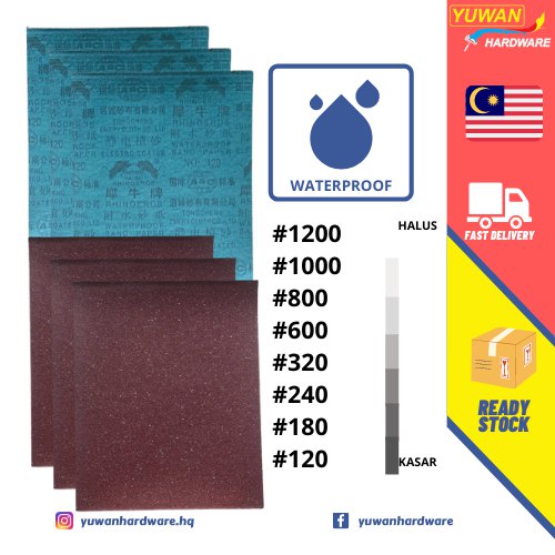 Kertas Pasir Pelbagai Gred Kasar Halus Basah Kering / Multi Grit ...