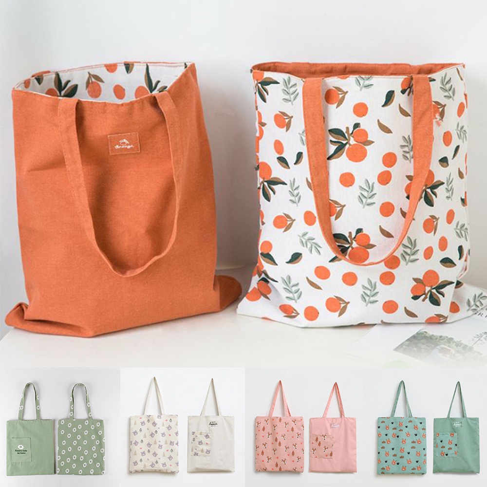 Tuition tote bag student dual side shoulder handbag casual canvas ...
